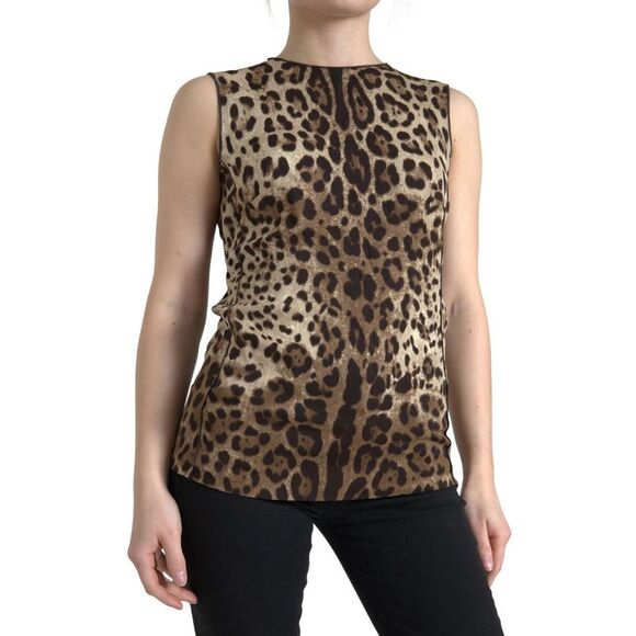 Dolce & Gabbana | Tops | Dolce Gabbana Elegant Leopard Print Tank ...